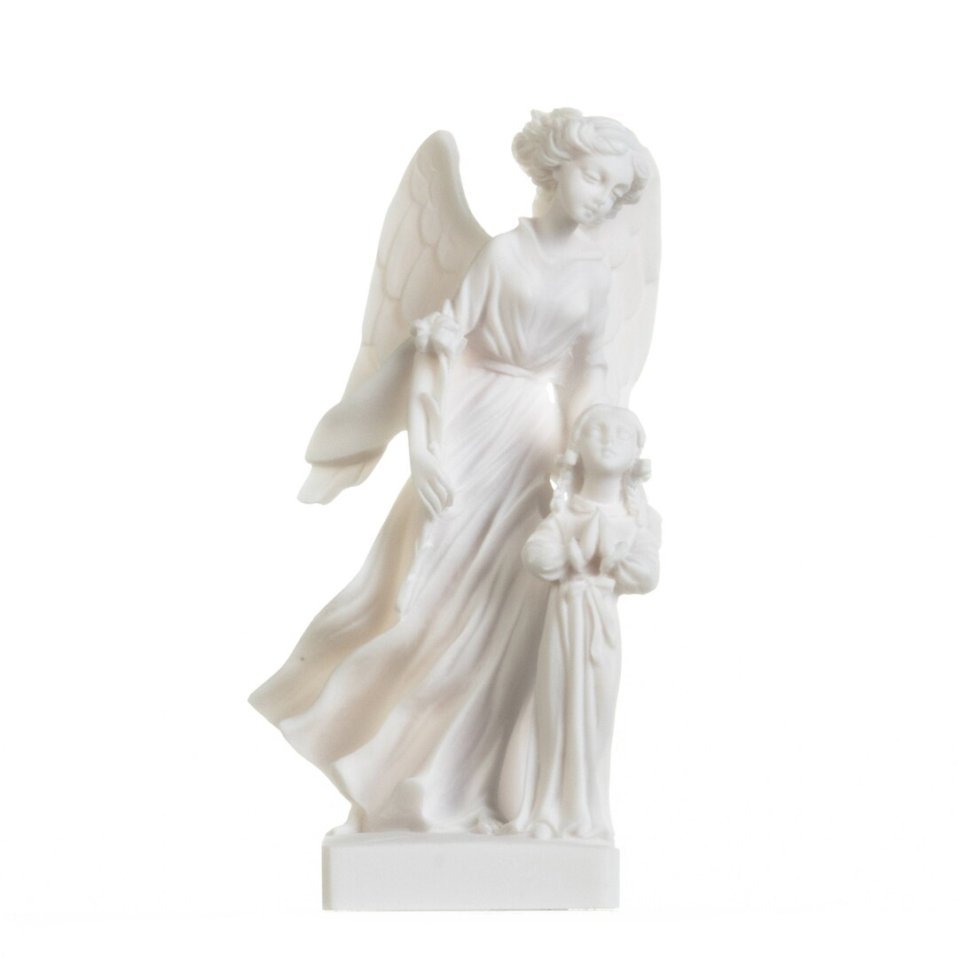 Guardian Angel With Girl Figurine Alabaster Statue Handmade - Etsy
