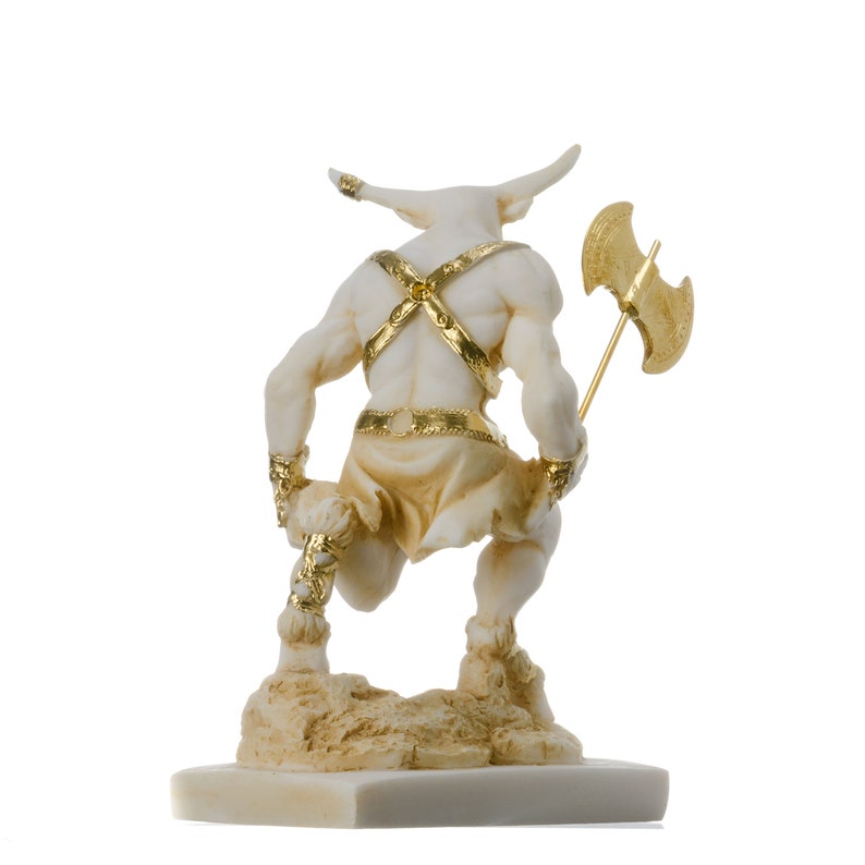 Minotaur Greek Mythology With Labrys Statue Gold Alabaster | Etsy