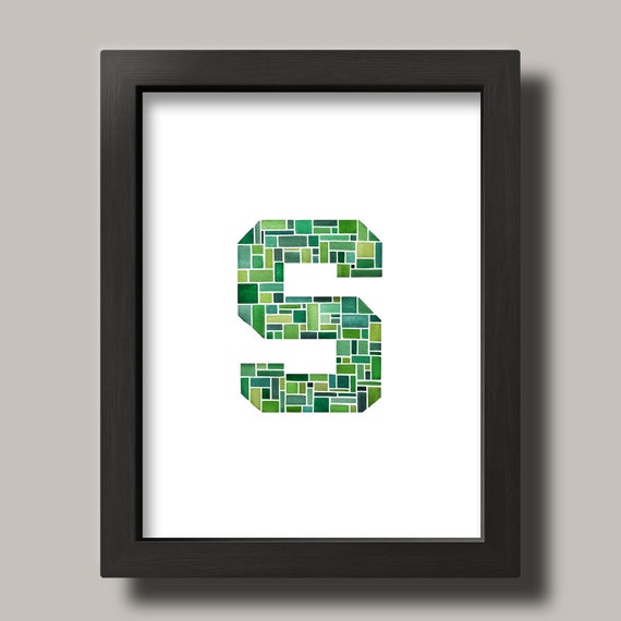 Michigan State University Block S Watercolor Print | Etsy