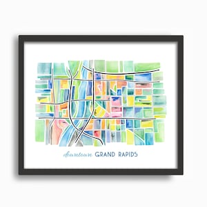 Grand Rapids Map (downtown) Watercolor Print - Etsy