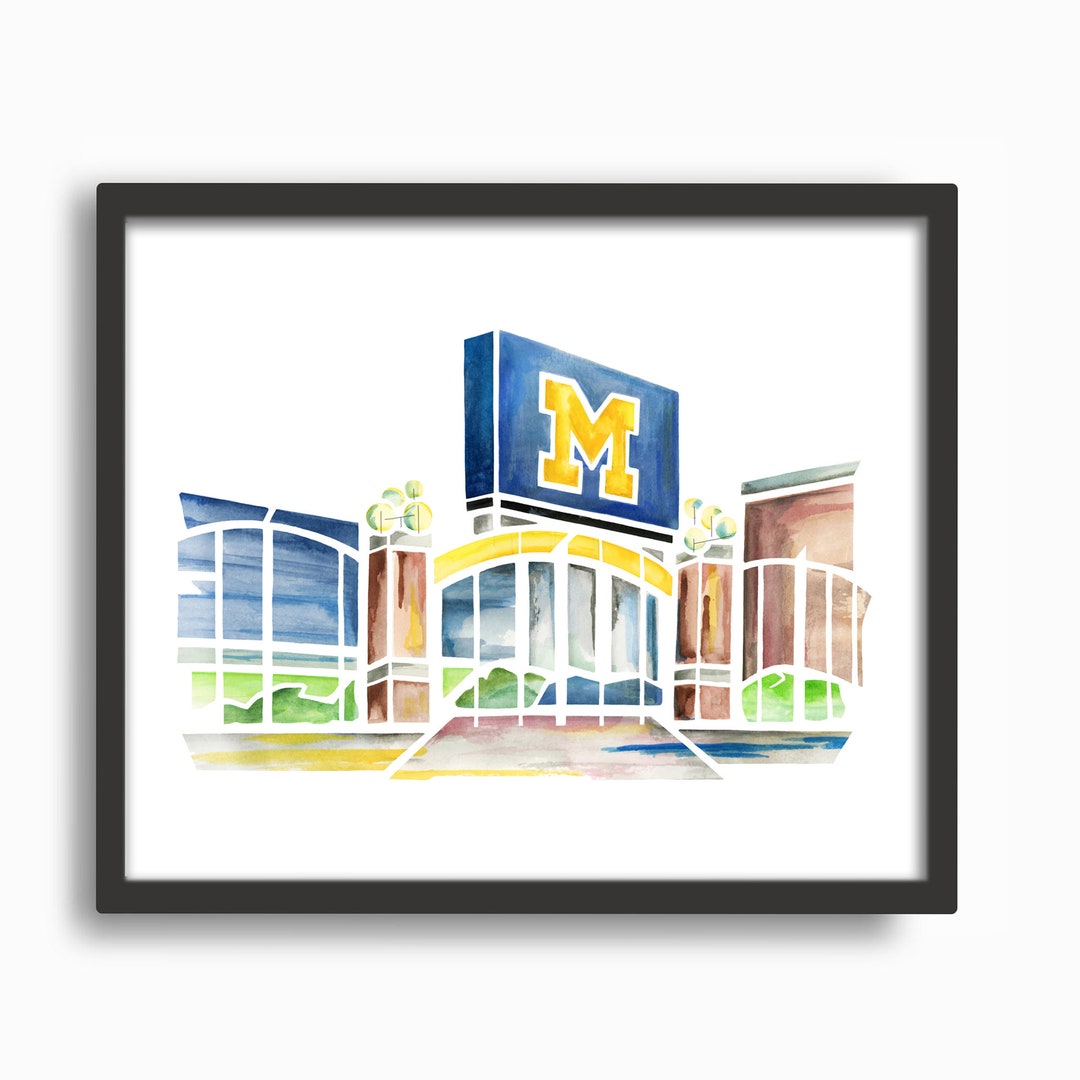 Michigan Stadium (ann Arbor) Watercolor Print - Etsy