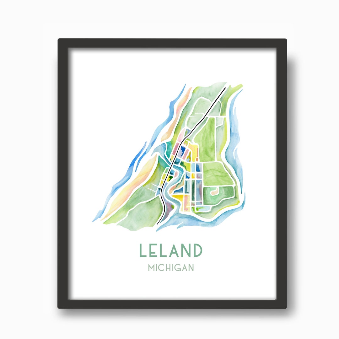 Leland Map Watercolor Print - Etsy