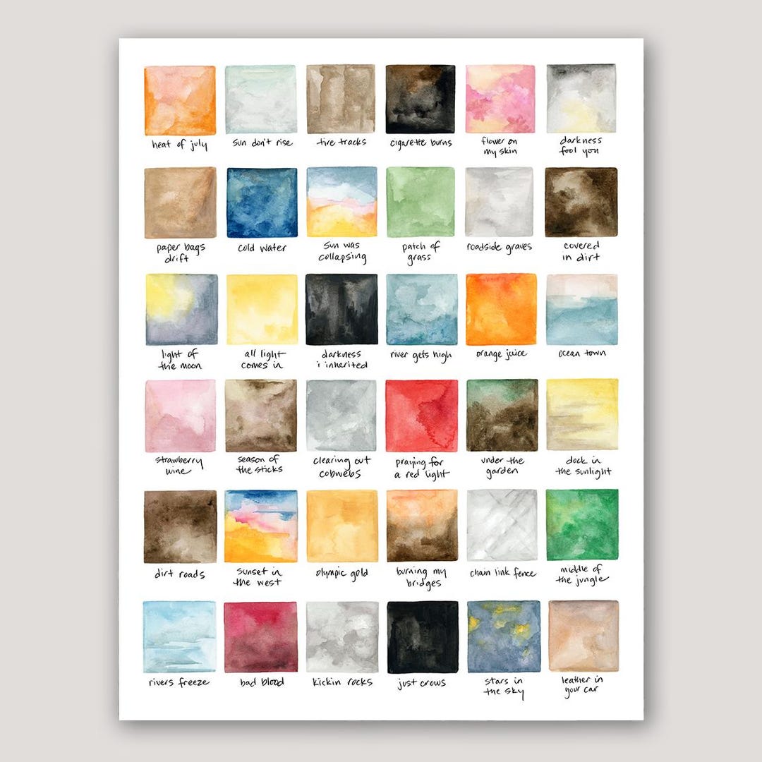 Song Lyrics Watercolor Palette | Everywhere Everything | Singer ...