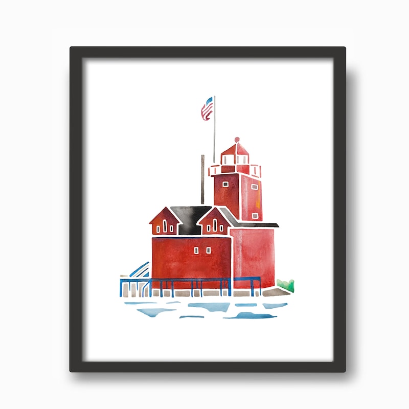 Red Lighthouse - Etsy