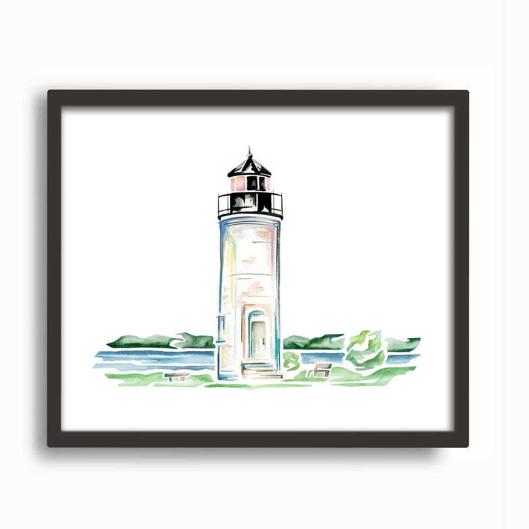 Whiskey Point Lighthouse (beaver Island) Watercolor Print - Etsy