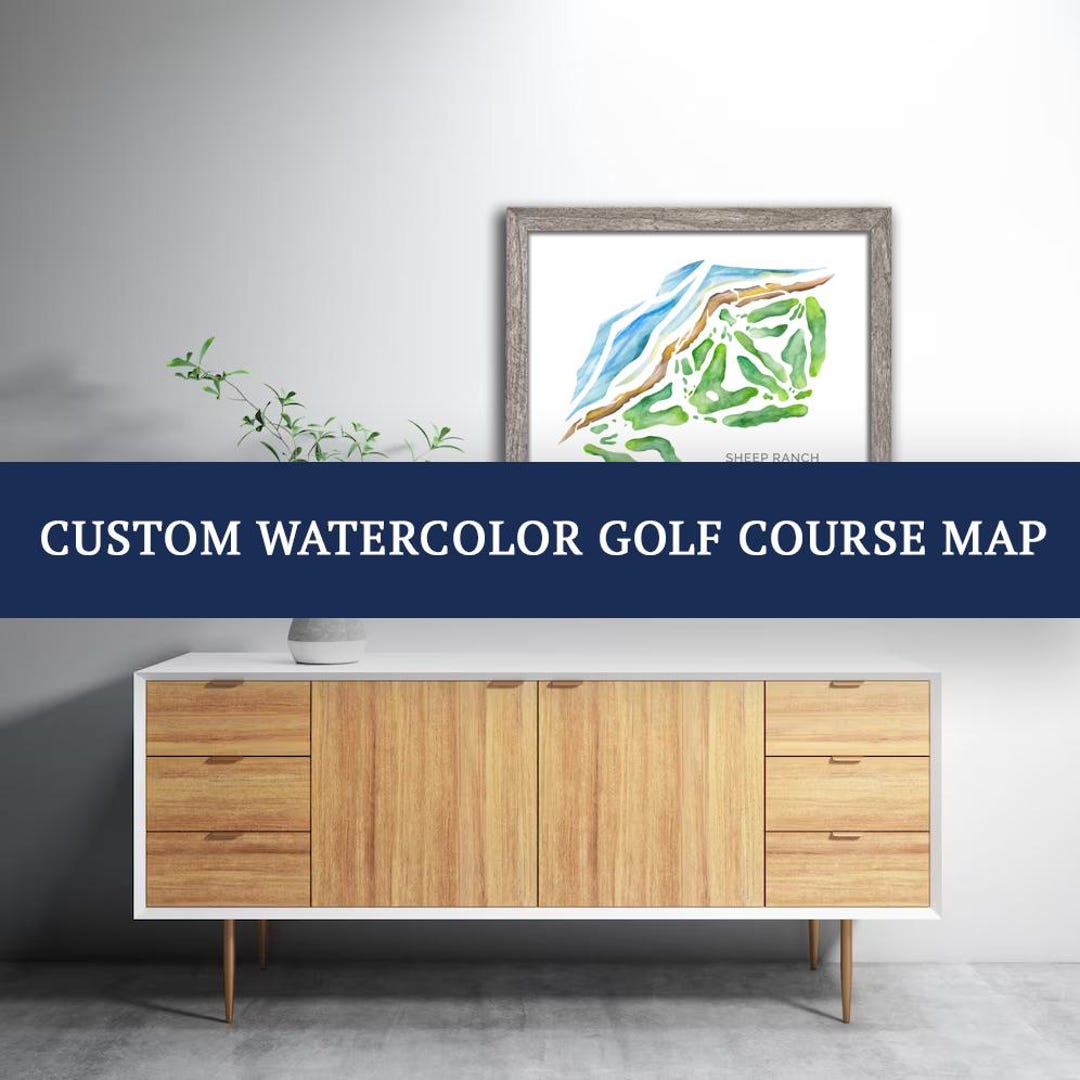CUSTOM Watercolor Golf Course Map - Etsy