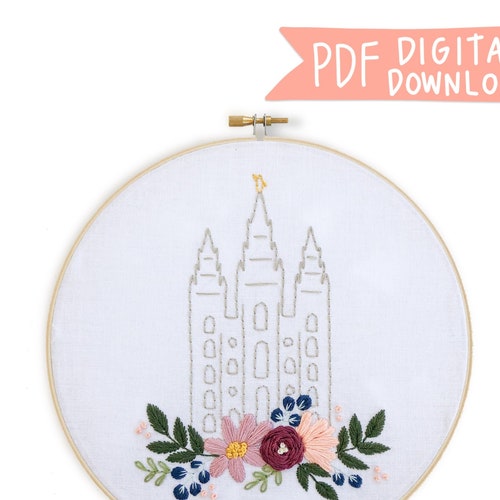 Salt Lake City Utah LDS Temple Hand Embroidery Pattern | Etsy