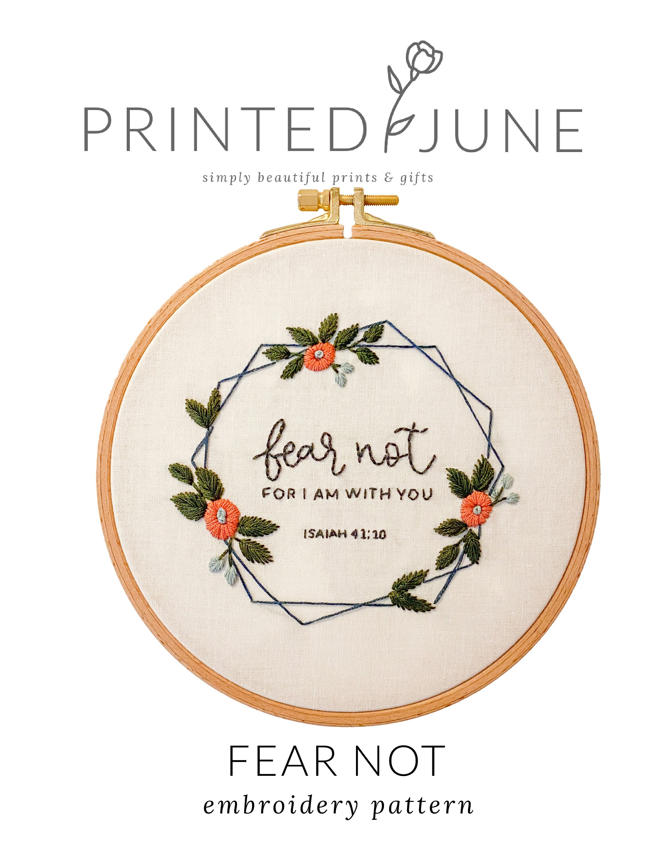 Fear Not Hand Embroidery Digital PDF Pattern Christian - Etsy