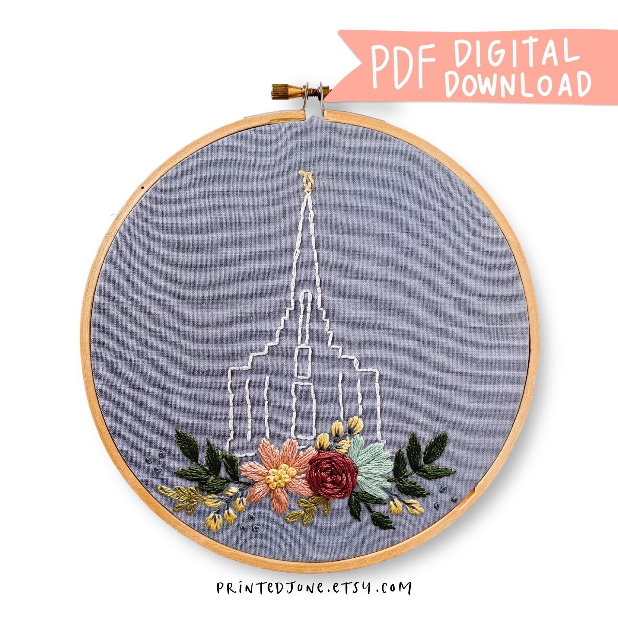 Rexburg Idaho LDS Temple Hand Embroidery Pattern, Digital PDF Pattern ...