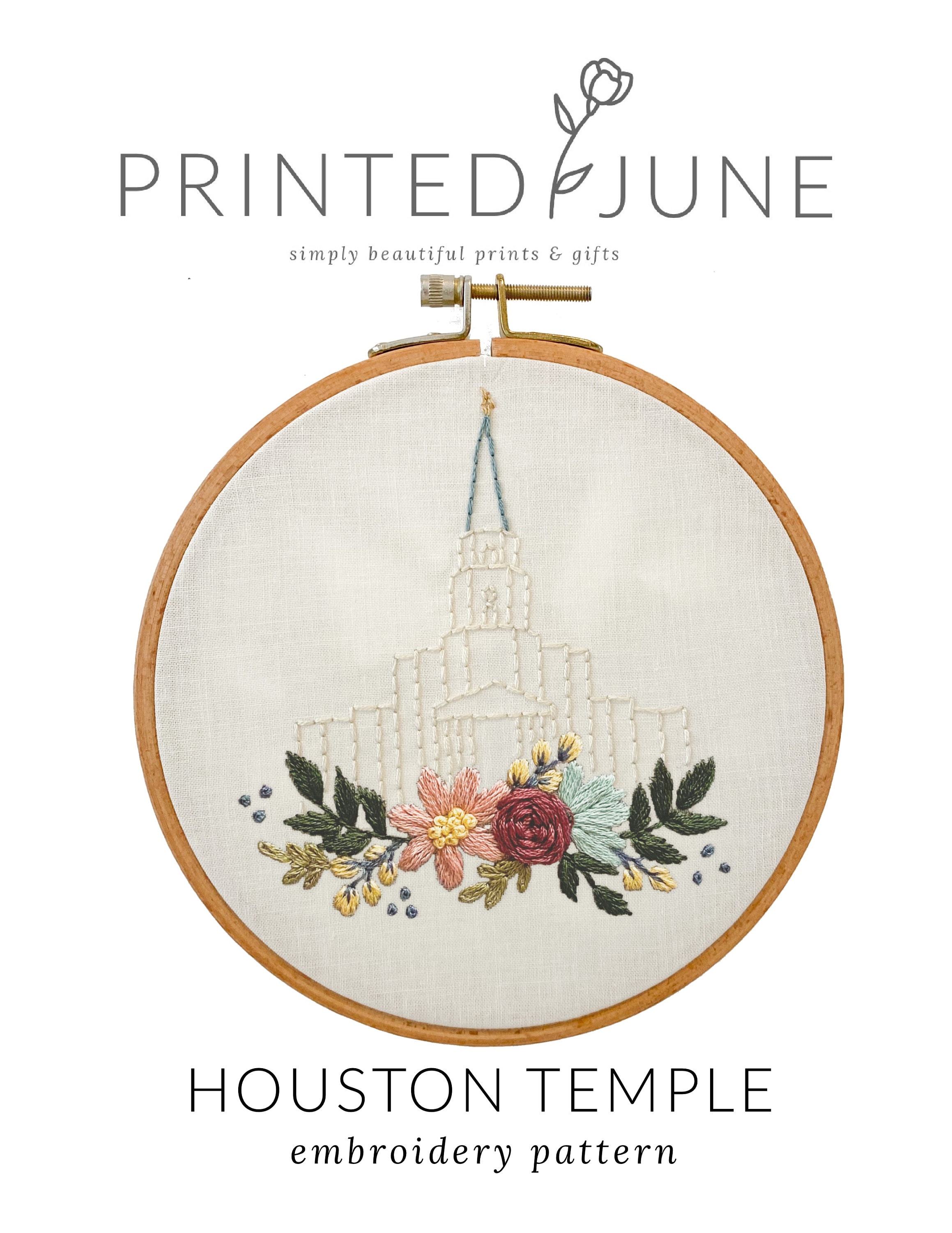 Houston Texas LDS Temple Hand Embroidery Pattern, Digital PDF Pattern ...