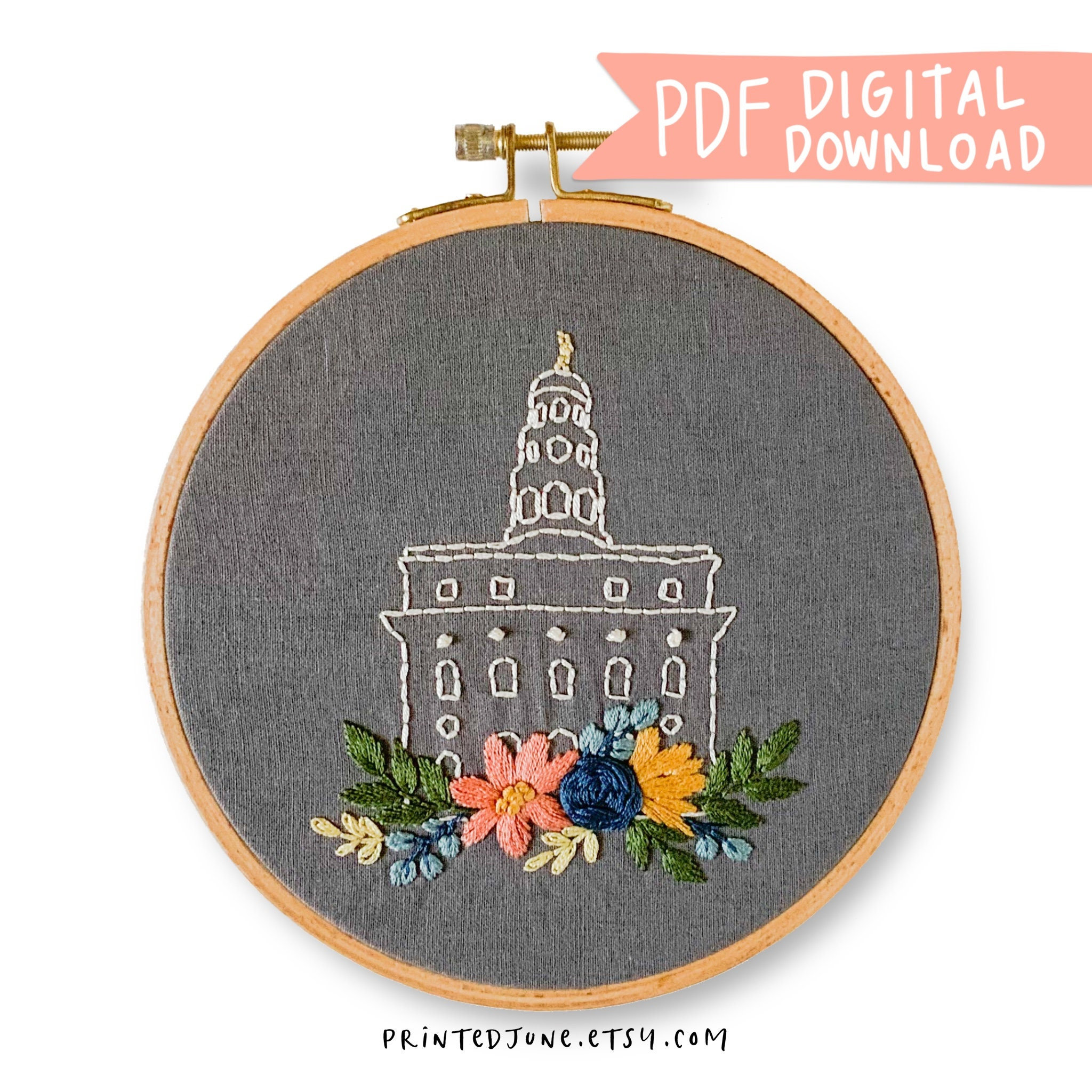 Nauvoo Illinois LDS Temple Hand Embroidery Pattern Digital | Etsy