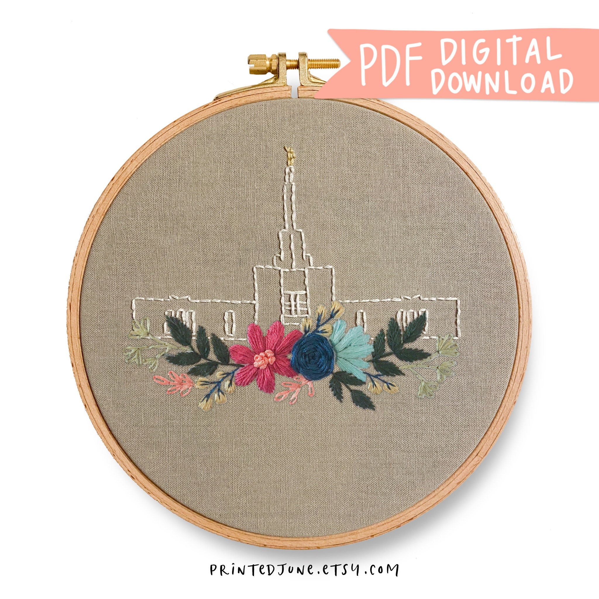 Denver Colorado LDS Temple Hand Embroidery Pattern, Digital PDF Pattern ...