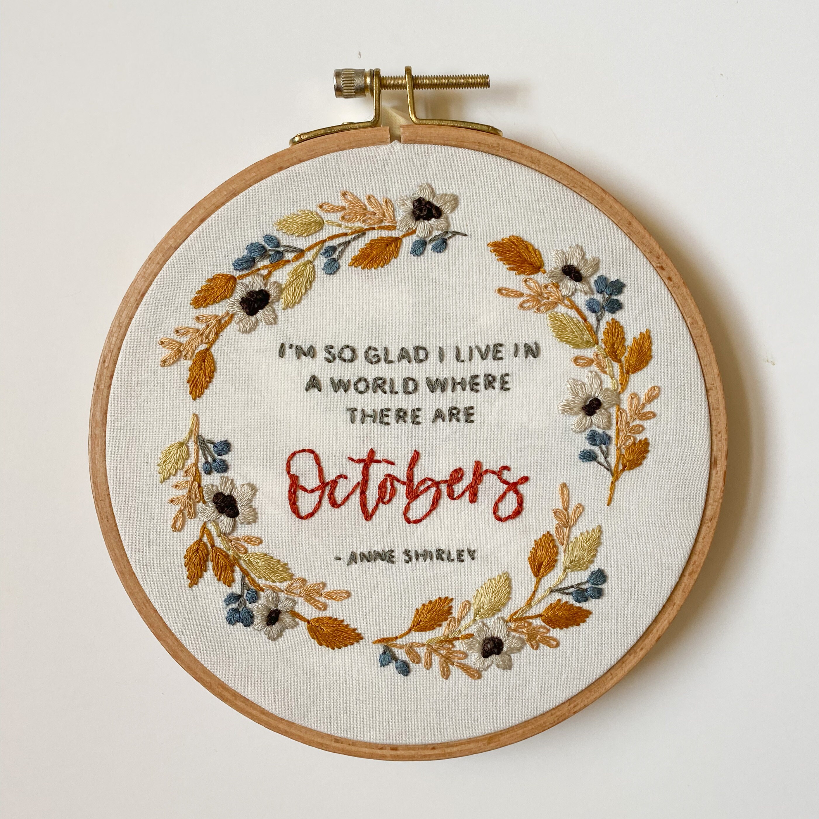 Fall Embroidery Pattern, Digital PDF Pattern, October Embroidery ...