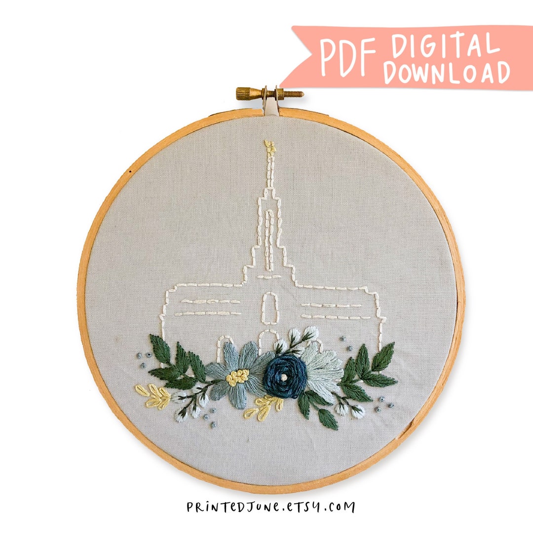 Mt Timpanogos LDS Temple Hand Embroidery - Digital PDF Pattern, Mount ...
