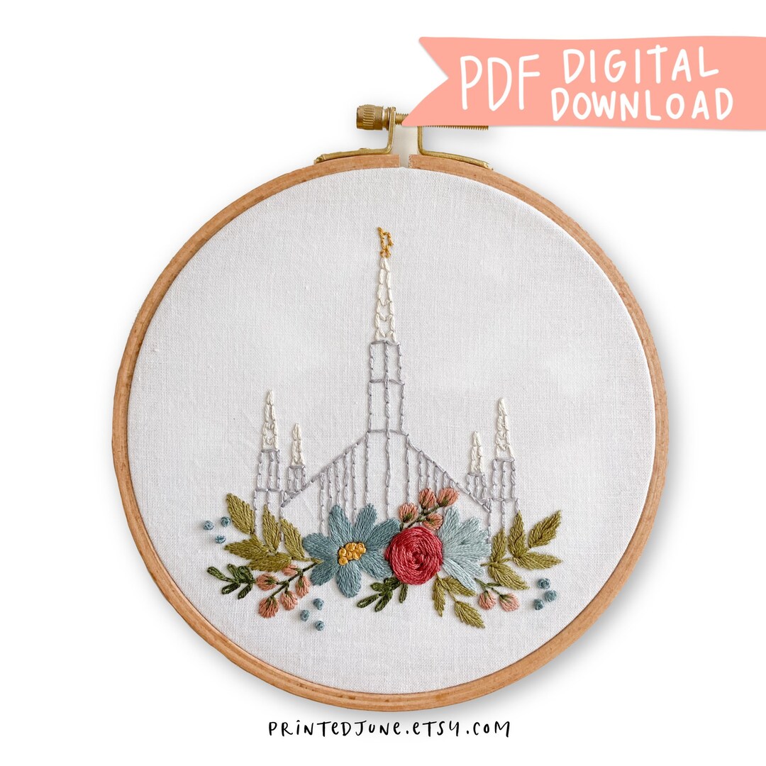 Chicago Illinois LDS Temple Hand Embroidery Pattern - Digital PDF ...