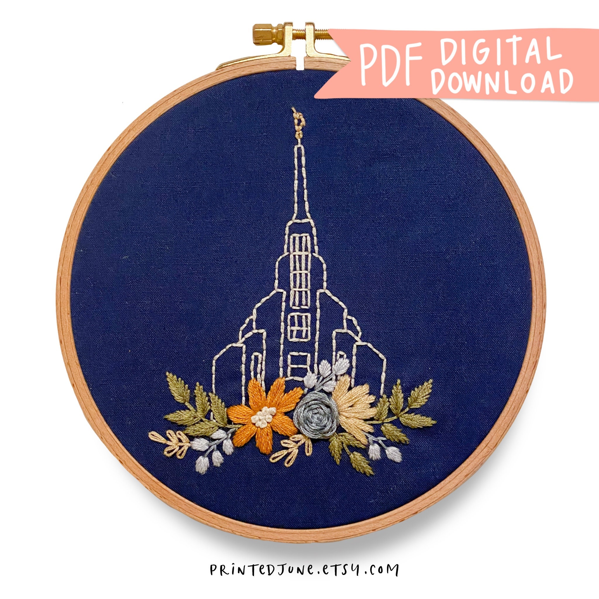 Rome Italy LDS Temple Hand Embroidery Pattern, Digital PDF Pattern ...