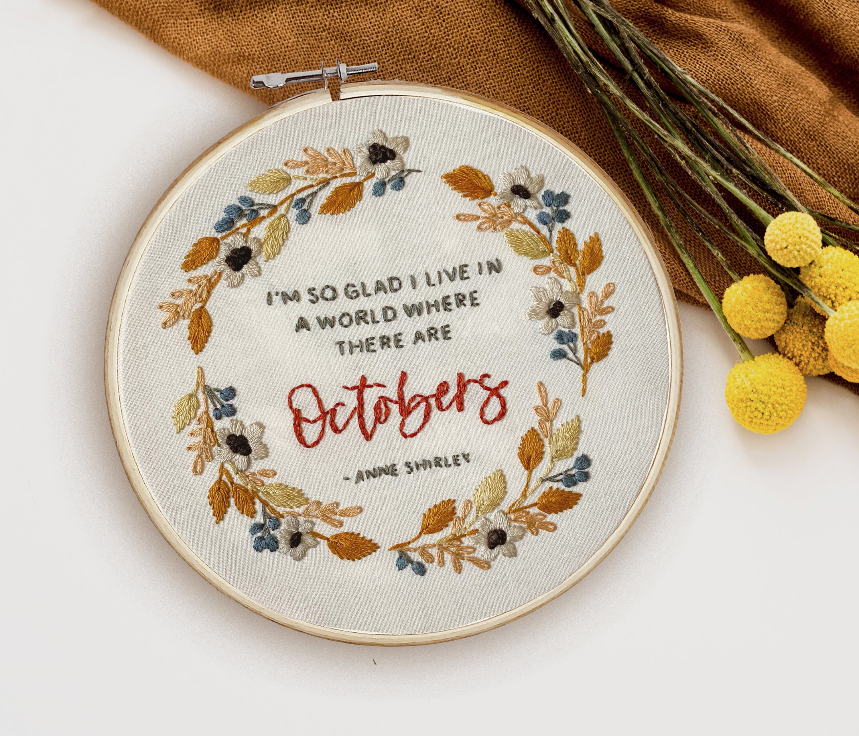Fall Embroidery Pattern Digital PDF Pattern October - Etsy