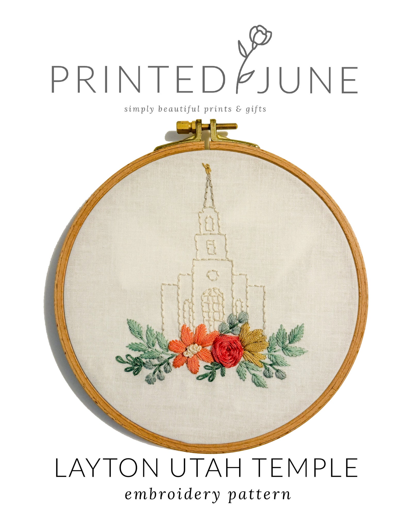 Layton Utah LDS Temple Hand Embroidery Pattern - Digital PDF Pattern ...