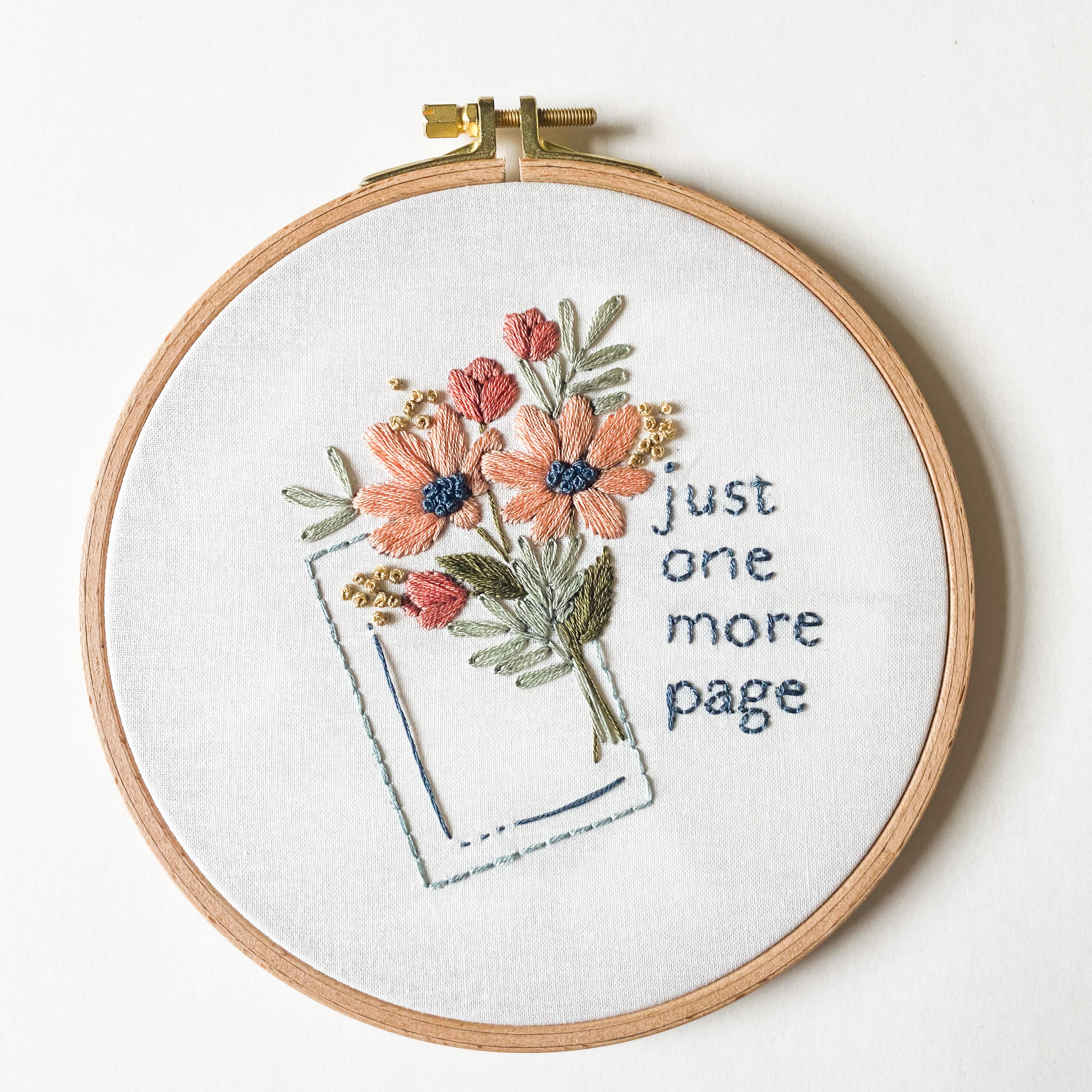 Just One More Page Hand Embroidery Pattern, Digital PDF Pattern ...