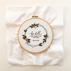 Printed Fabric for Be Still and Know Hand Embroidery, Bible Embroidery ...