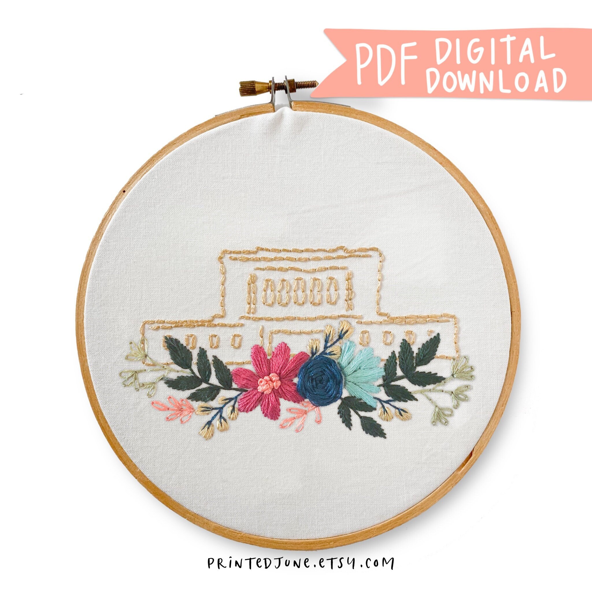 Mesa Arizona LDS Temple Hand Embroidery Pattern, Digital PDF Pattern ...