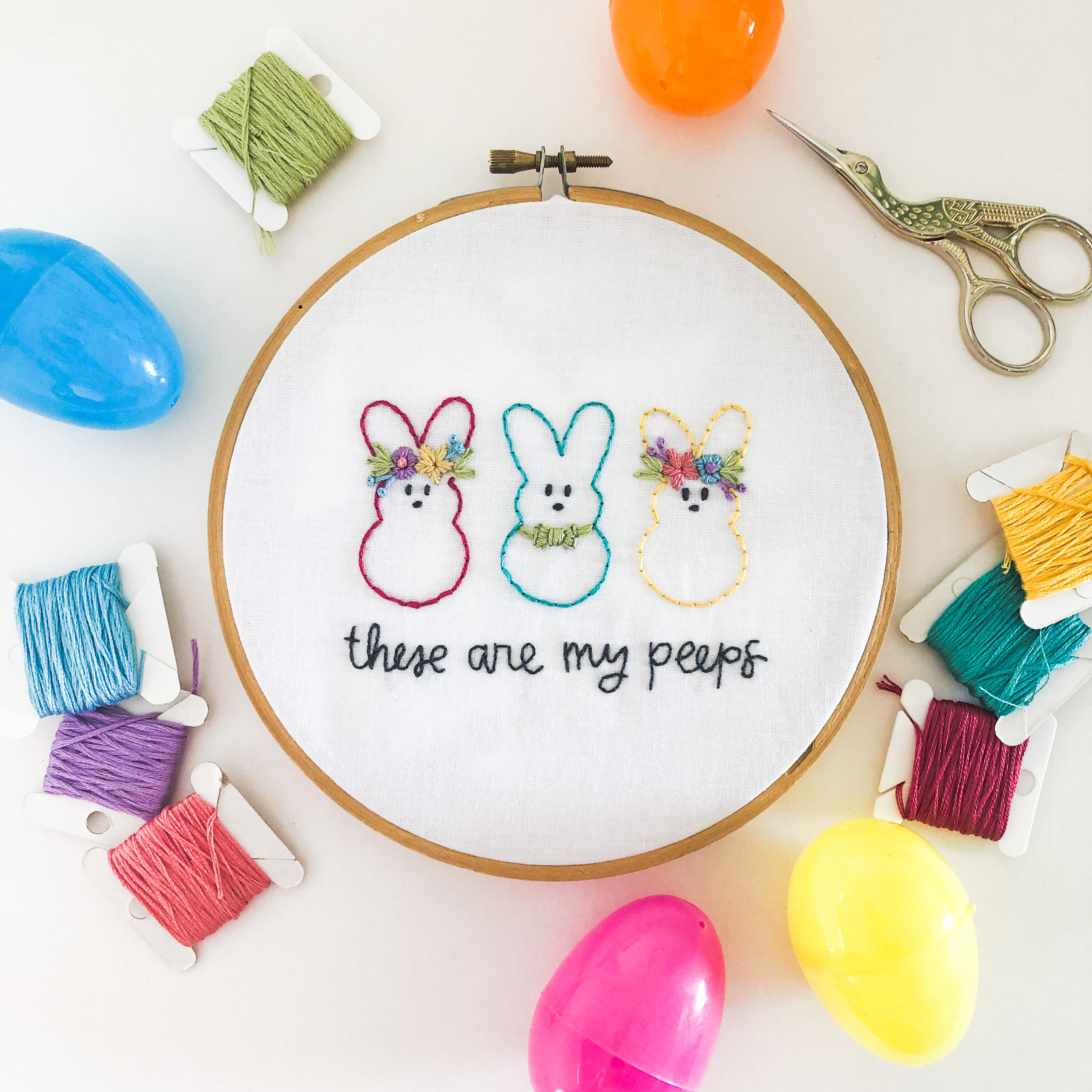 These Are My Peeps Easter Hand Embroidery Pattern Digital - Etsy