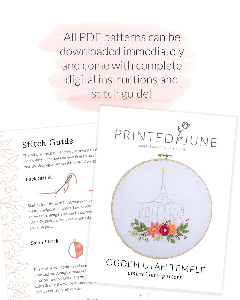 Ogden LDS Temple Hand Embroidery Pattern - Digital PDF Download, Ogden ...