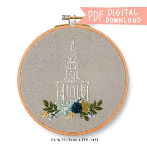 Philadelphia PA LDS Temple Hand Embroidery Pattern, Digital PDF Pattern ...