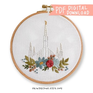 Boise Idaho LDS Temple Hand Embroidery Pattern, Digital PDF Pattern ...
