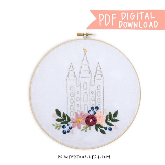 Salt Lake City Utah LDS Temple Hand Embroidery Pattern | Etsy