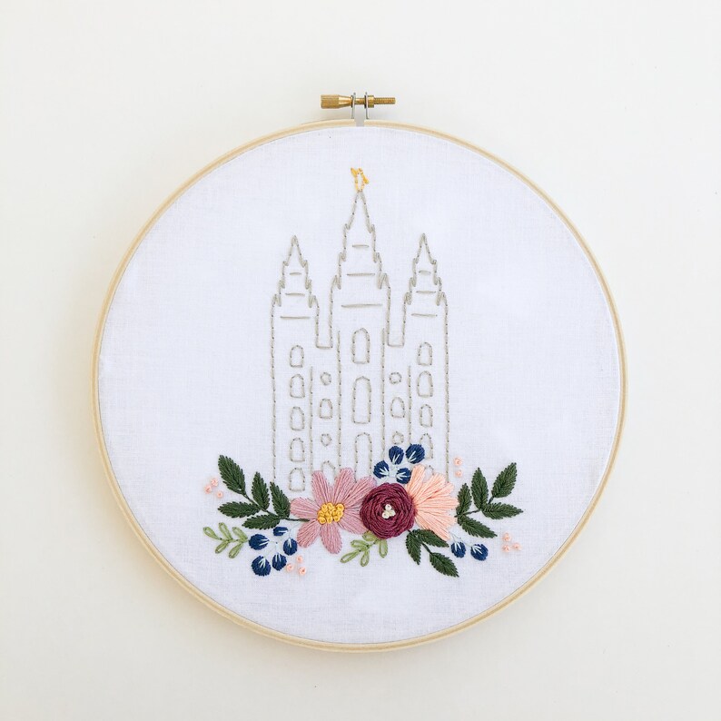 Salt Lake City Utah LDS Temple Hand Embroidery Pattern | Etsy
