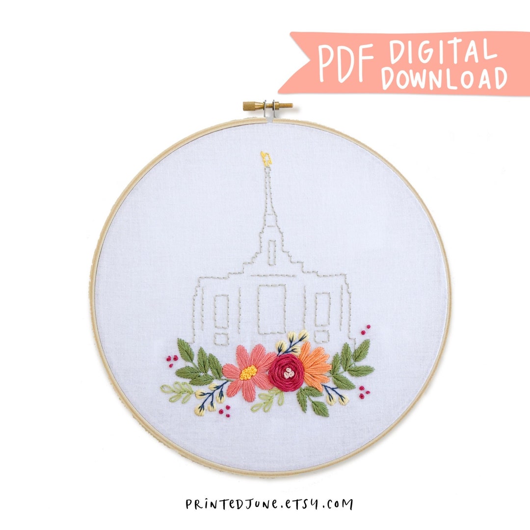 Ogden LDS Temple Hand Embroidery Pattern - Digital PDF Download, Ogden ...