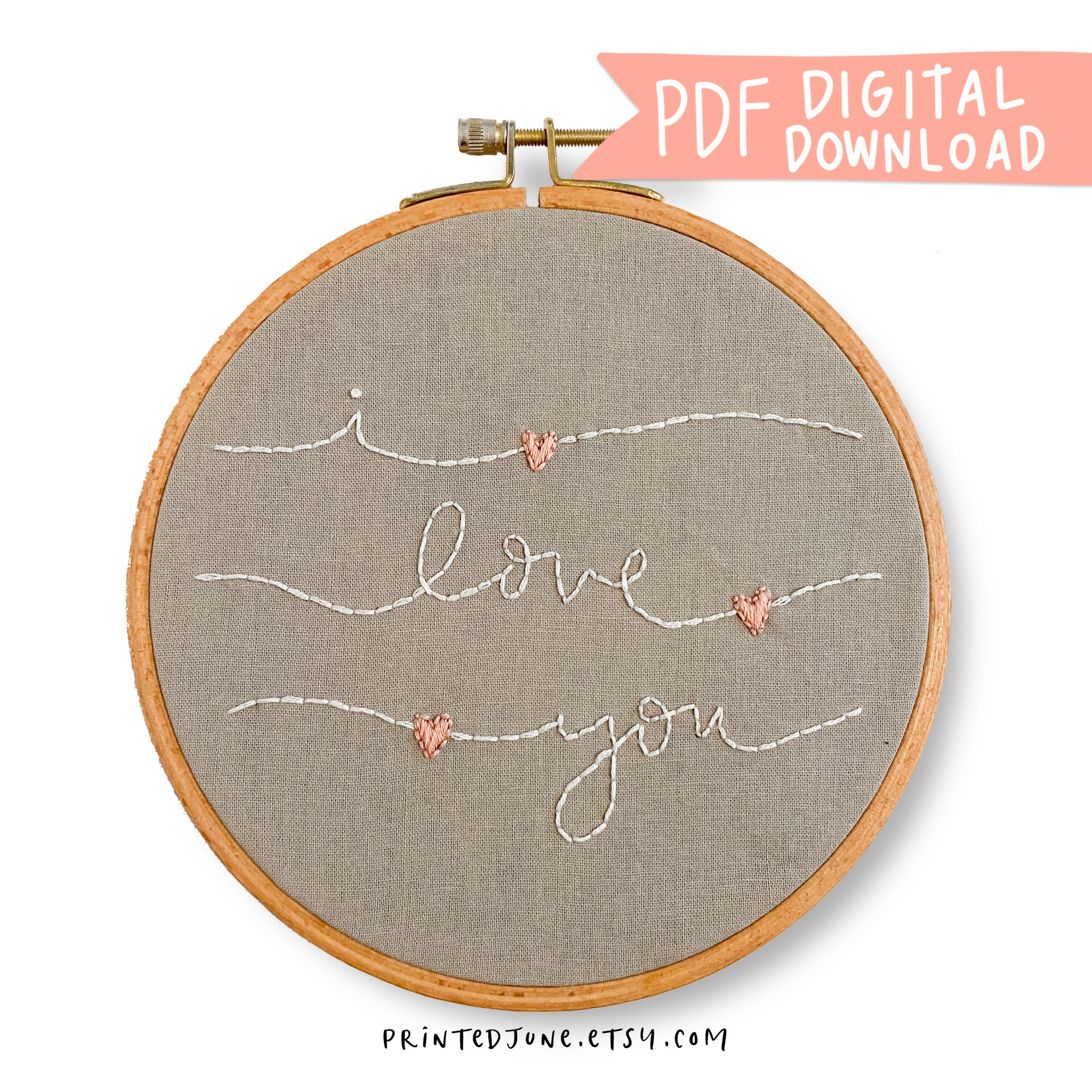 I Love You Hand Embroidery Pattern Digital PDF Embroidery | Etsy