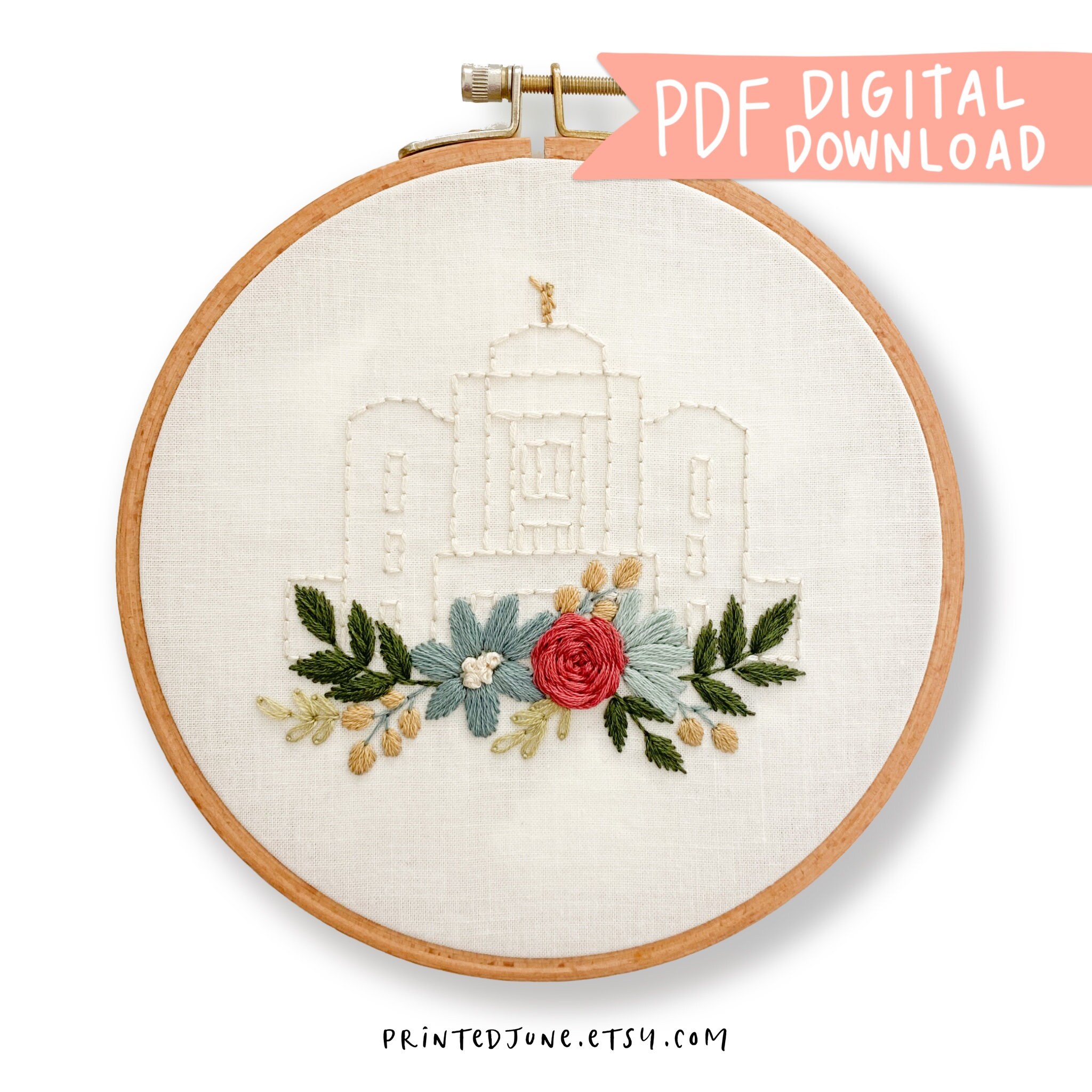 Meridian Idaho LDS Temple Hand Embroidery Pattern - Digital PDF Pattern ...