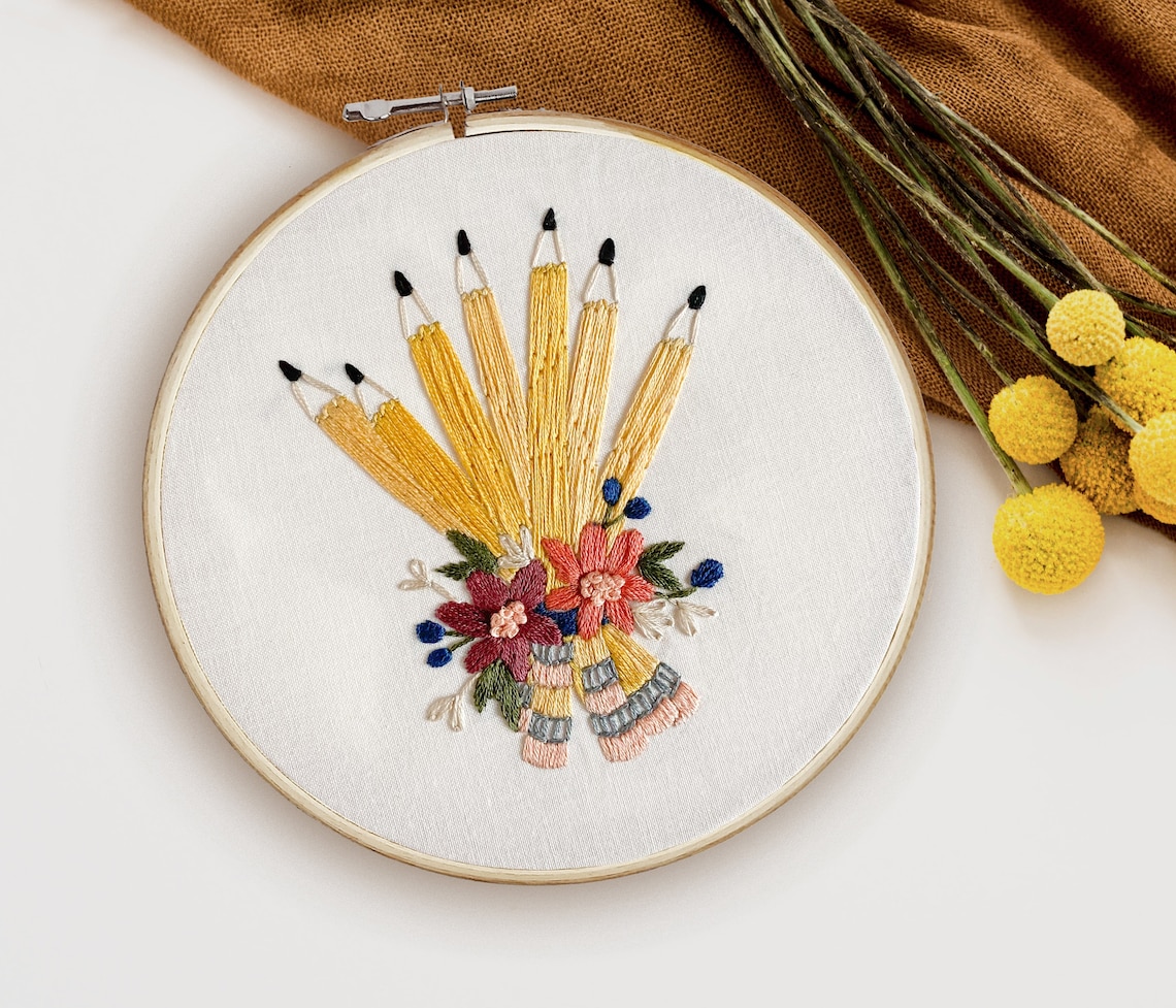 Bouquet of Sharpened Pencils Hand Embroidery Pattern Digital - Etsy