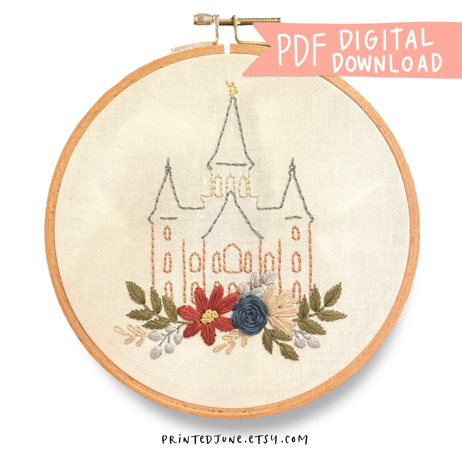 Provo City Center Utah LDS Temple Hand Embroidery Pattern, Digital ...