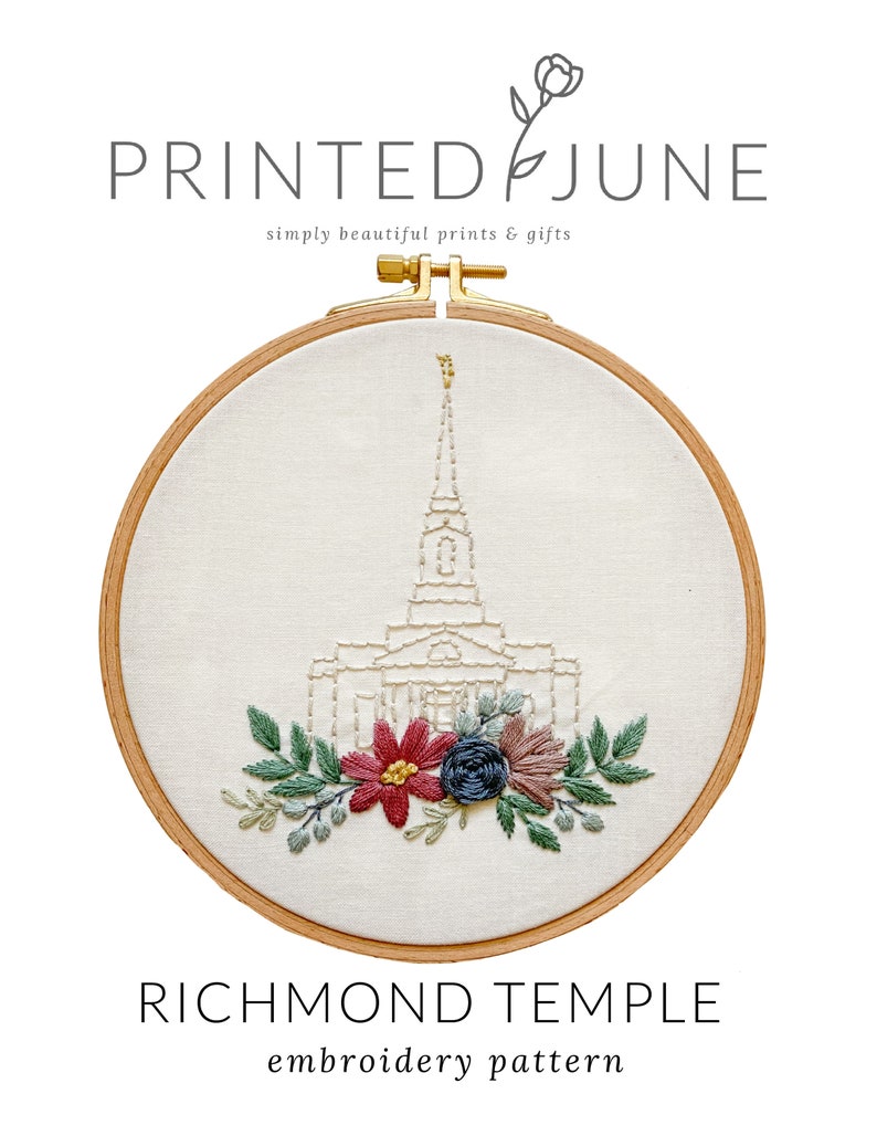 Richmond Virginia LDS Temple Hand Embroidery Pattern - Digital PDF ...