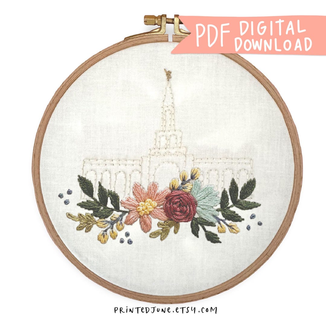 Toronto Canada LDS Temple Hand Embroidery Pattern - Digital PDF Pattern ...