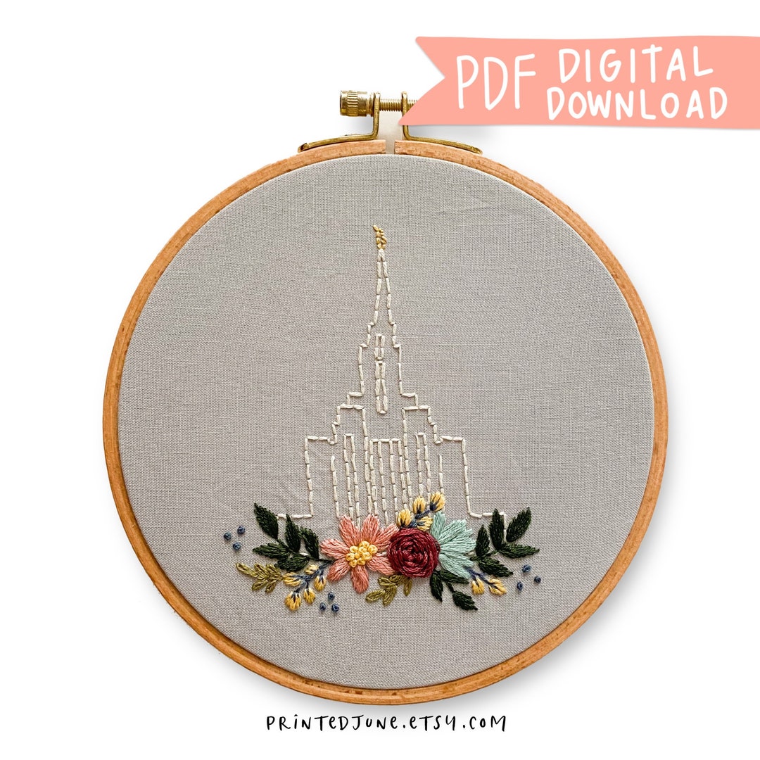 Oquirrh Mountain Utah LDS Temple Hand Embroidery Pattern - Digital ...