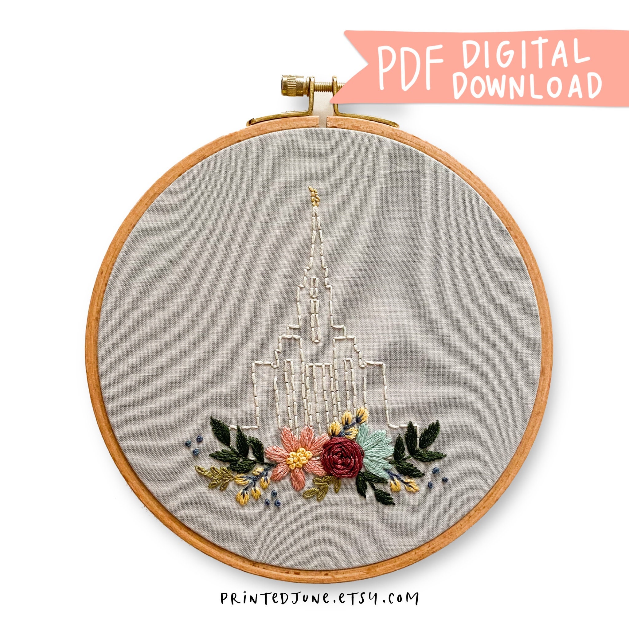 Oquirrh Mountain Utah LDS Temple Hand Embroidery Pattern - Digital ...