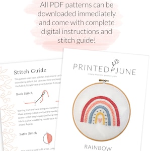 Rainbow Hand Embroidery Pattern - Digital PDF Pattern, Beginner ...