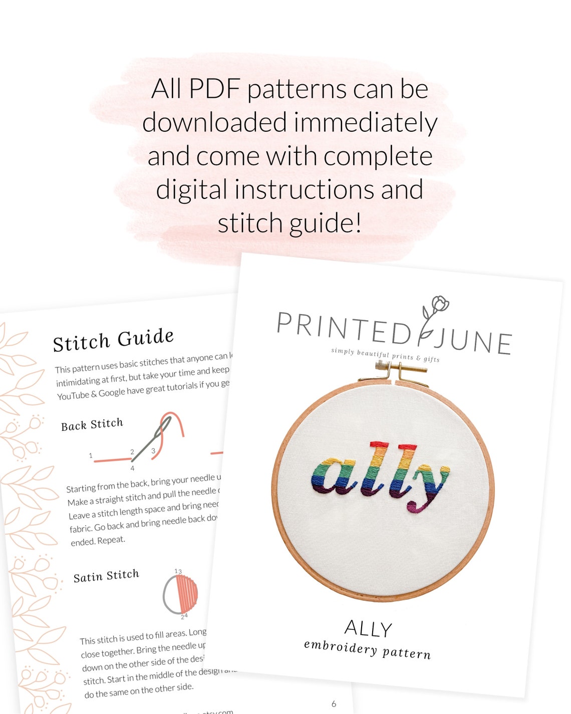 Pride Ally Hand Embroidery Pattern Digital PDF Downloadable - Etsy