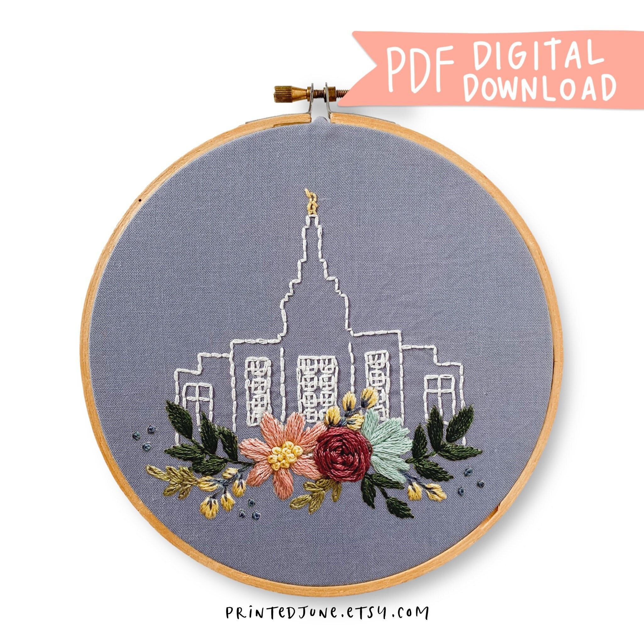 Idaho Falls Idaho LDS Temple Hand Embroidery Pattern Digital - Etsy