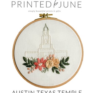 Austin Texas LDS Temple Hand Embroidery Pattern, Digital PDF Pattern ...