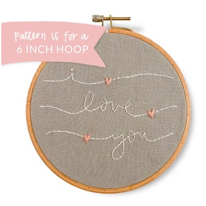 I Love You Hand Embroidery Pattern - Digital PDF Embroidery Pattern ...