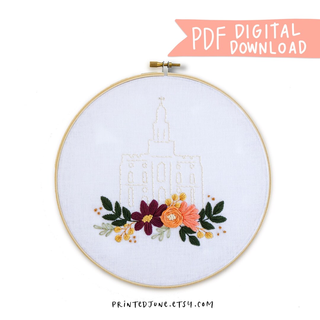 St George LDS Temple Hand Embroidery Pattern - Digital PDF Download ...