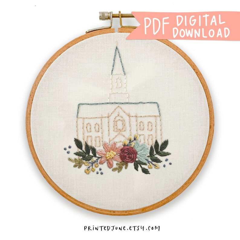 Taylorsville Utah LDS Temple Hand Embroidery Pattern - Digital PDF ...