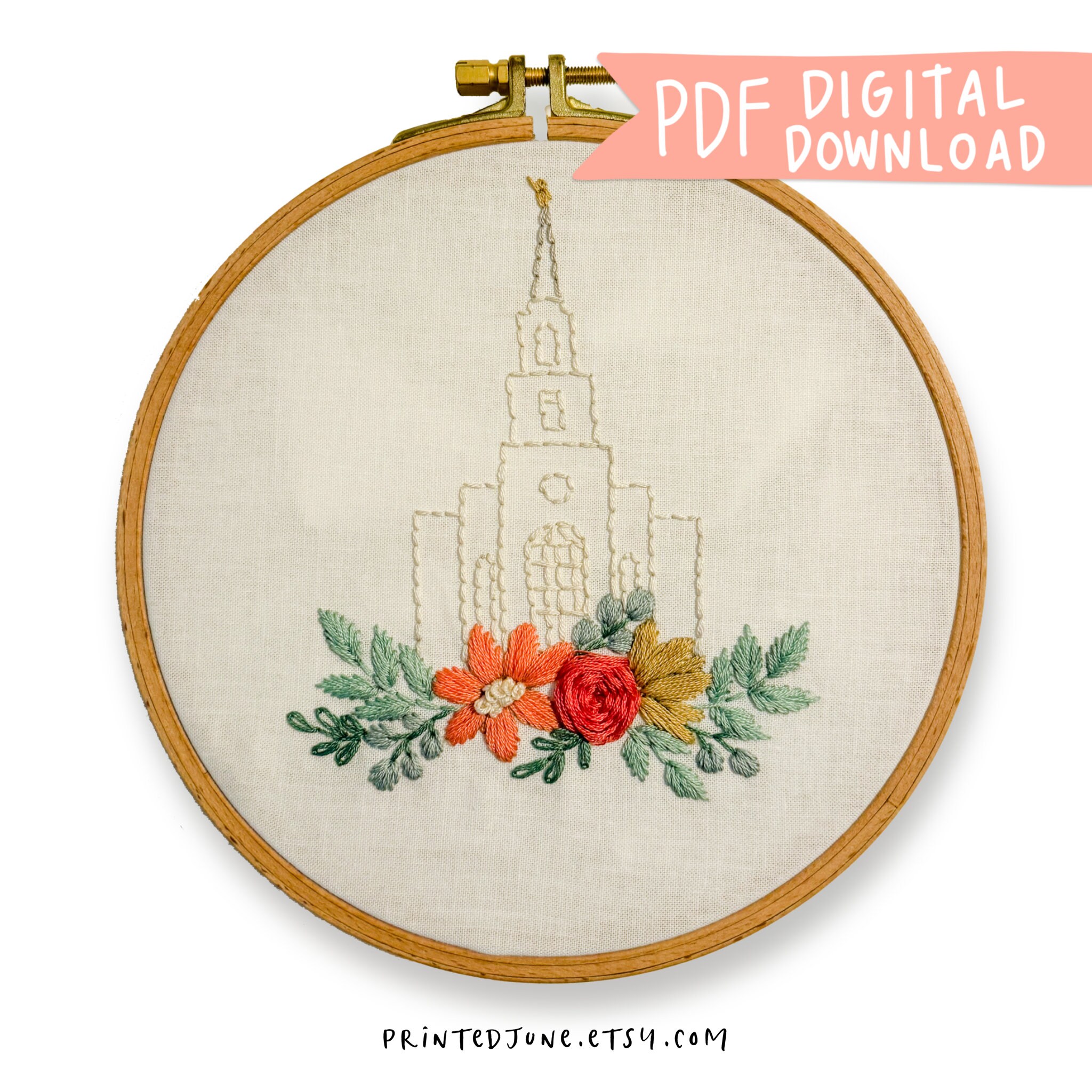 Layton Utah LDS Temple Hand Embroidery Pattern - Digital PDF Pattern ...