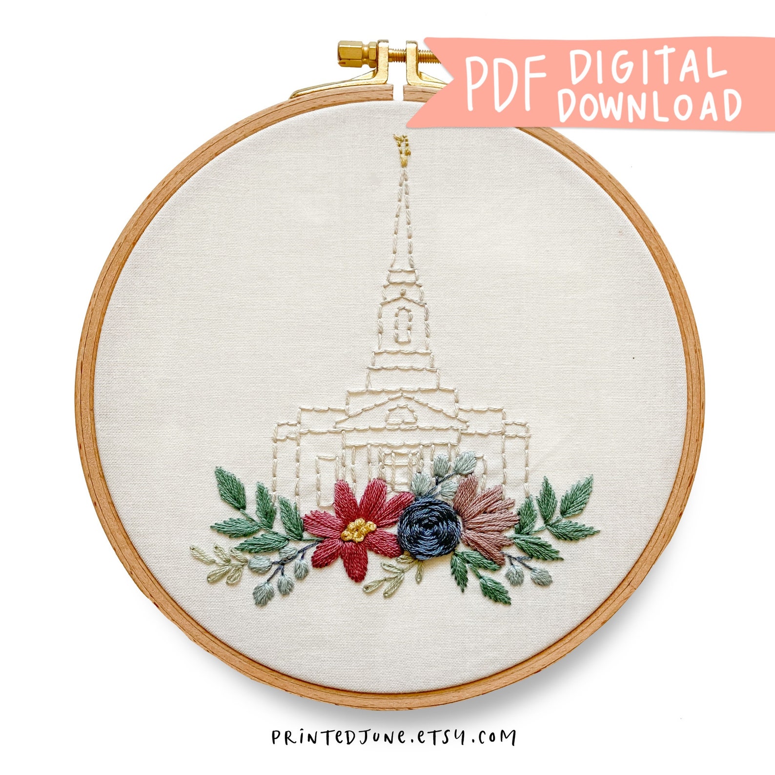 Richmond Virginia LDS Temple Hand Embroidery Pattern - Digital PDF ...