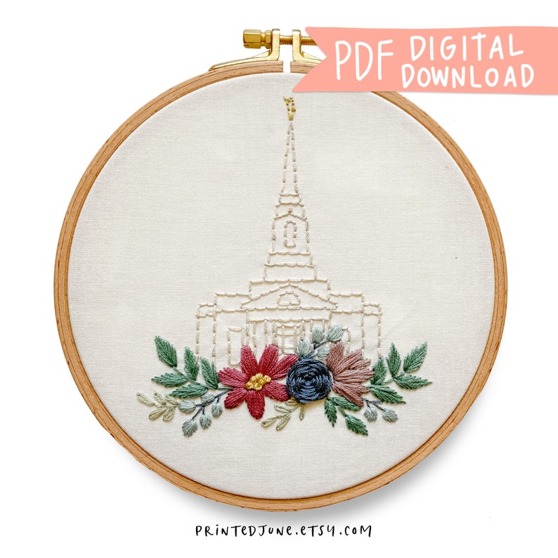 Richmond Virginia LDS Temple Hand Embroidery Pattern Digital - Etsy